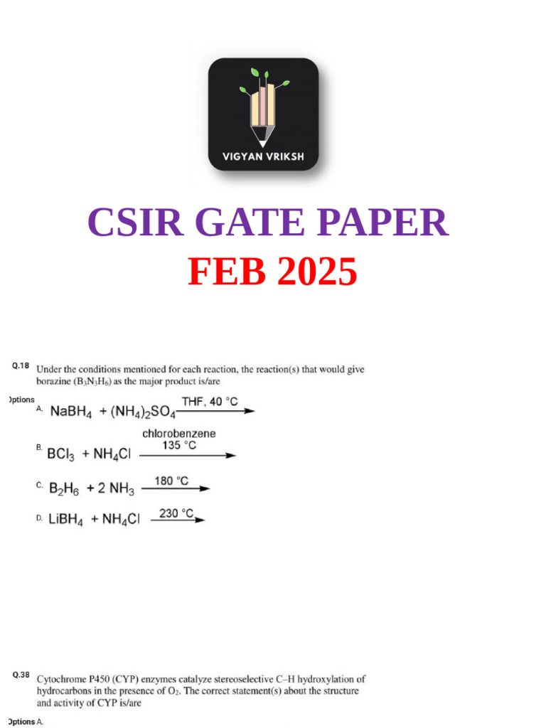 GATE 2025 Chemistry Exam Details | PDF
