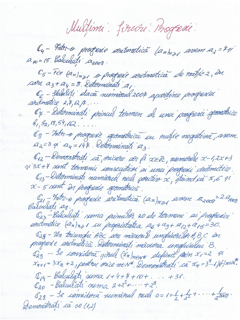 Exercitii FUNCTII ECUATII PROGRESII 12 2022 | PDF