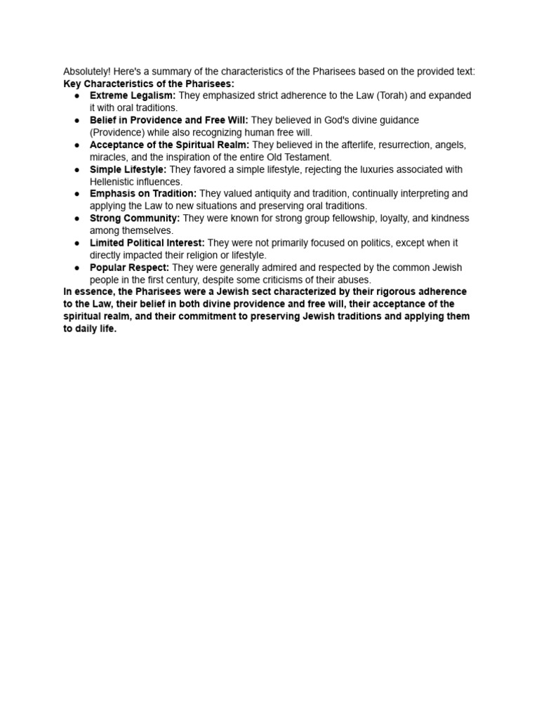 Characteristics of Pharisees | PDF