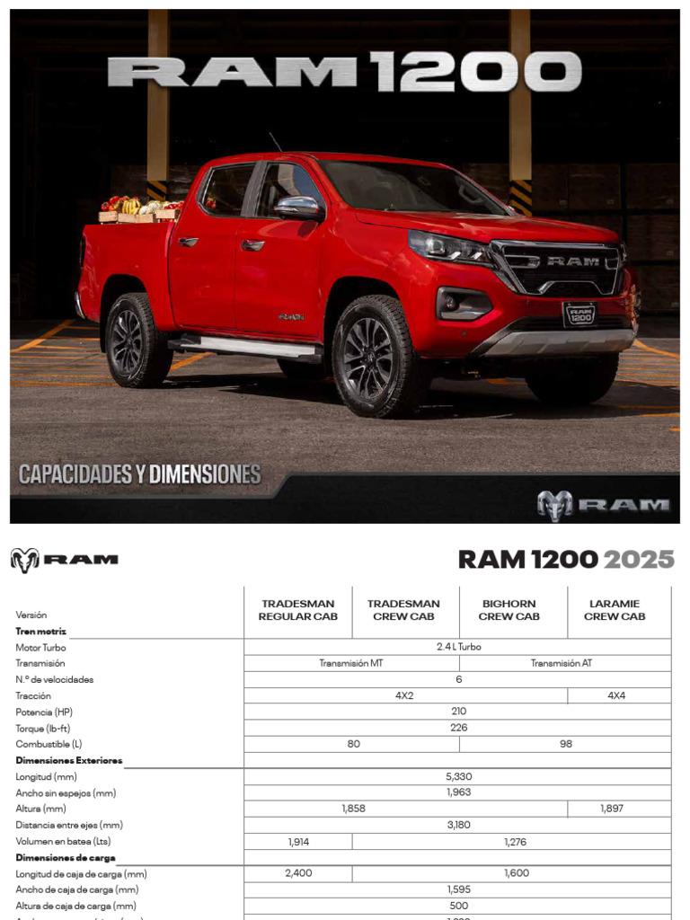 FIchas Dimensiones y Capacidades RAM 25-1200 | PDF