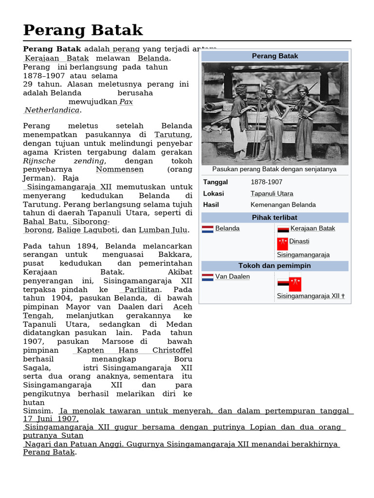 Perang Batak - Wikipedia bahasa Indonesia, ensiklopedia bebas | PDF