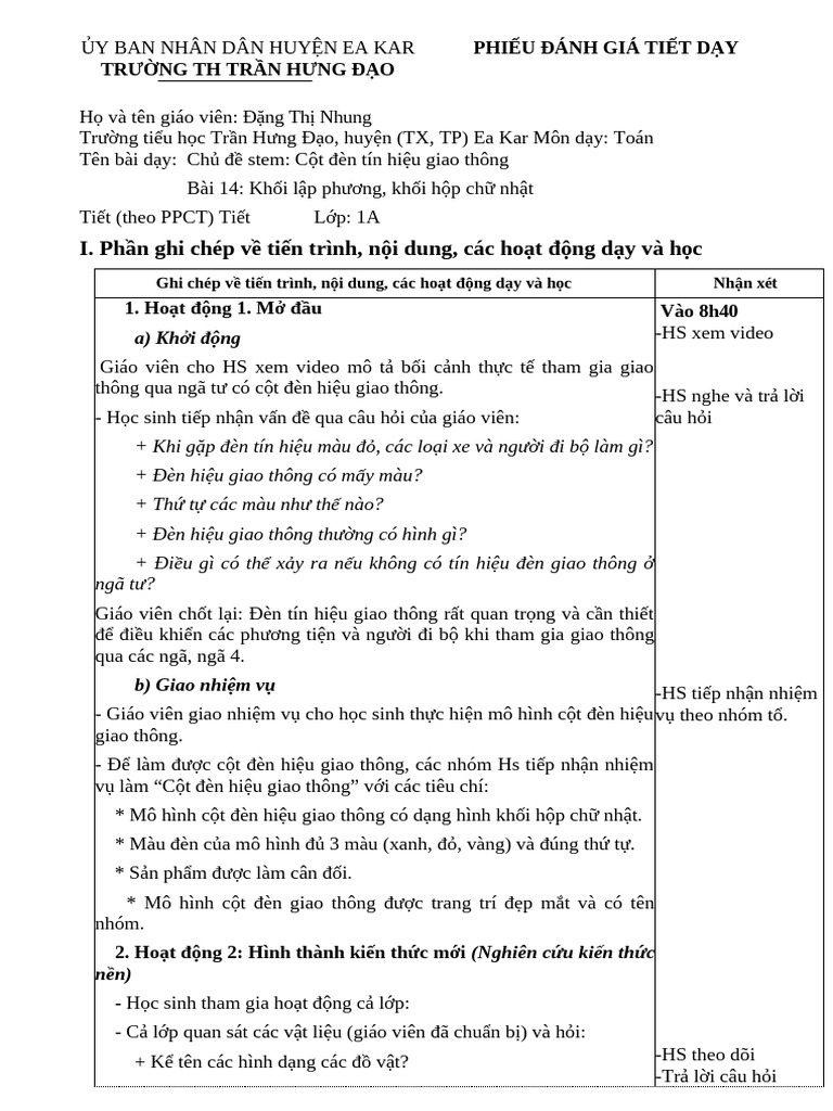 Phieu Danh Gia Tiet Day Stem T1 | PDF