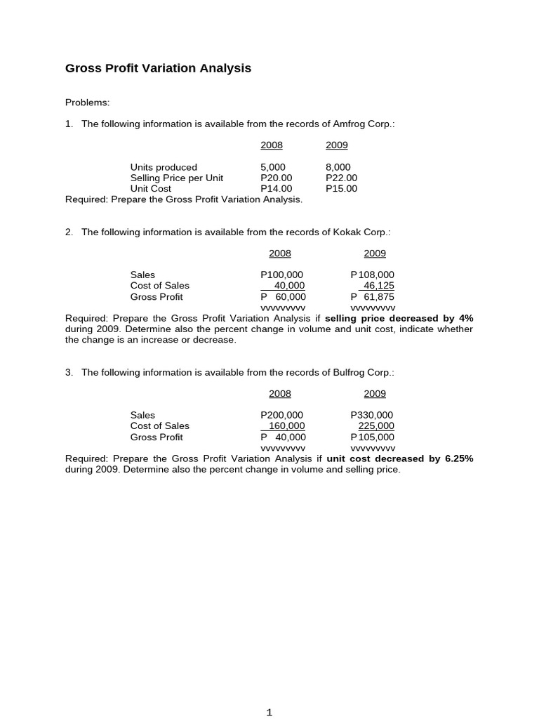 Gross Profit Variation Analysis | PDF