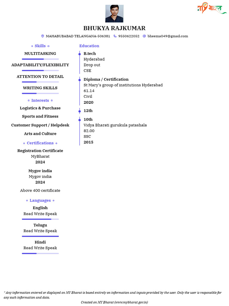 Resume-BHUKYA RAJKUMAR | PDF
