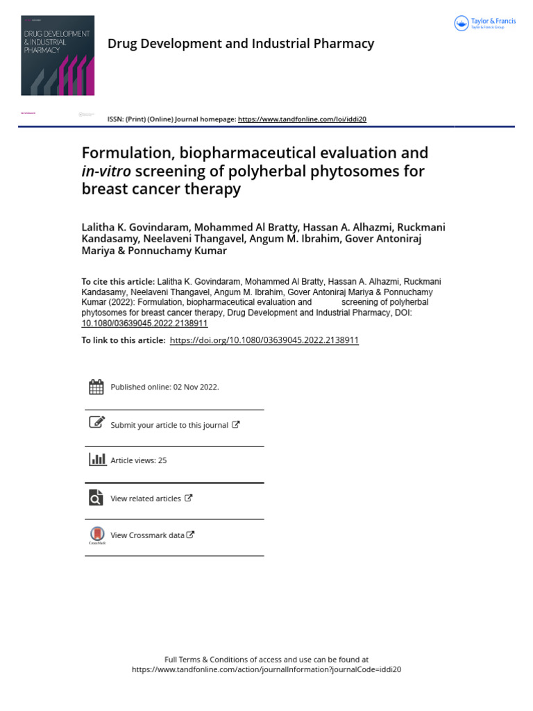 Formulation, Biopharmaceutical Evaluation and Screening of Polyherbal ...