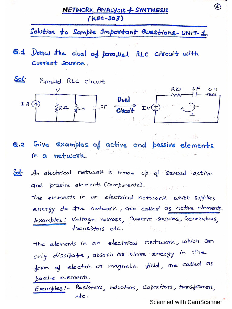 Network Analysis and Synthesis Questions | PDF