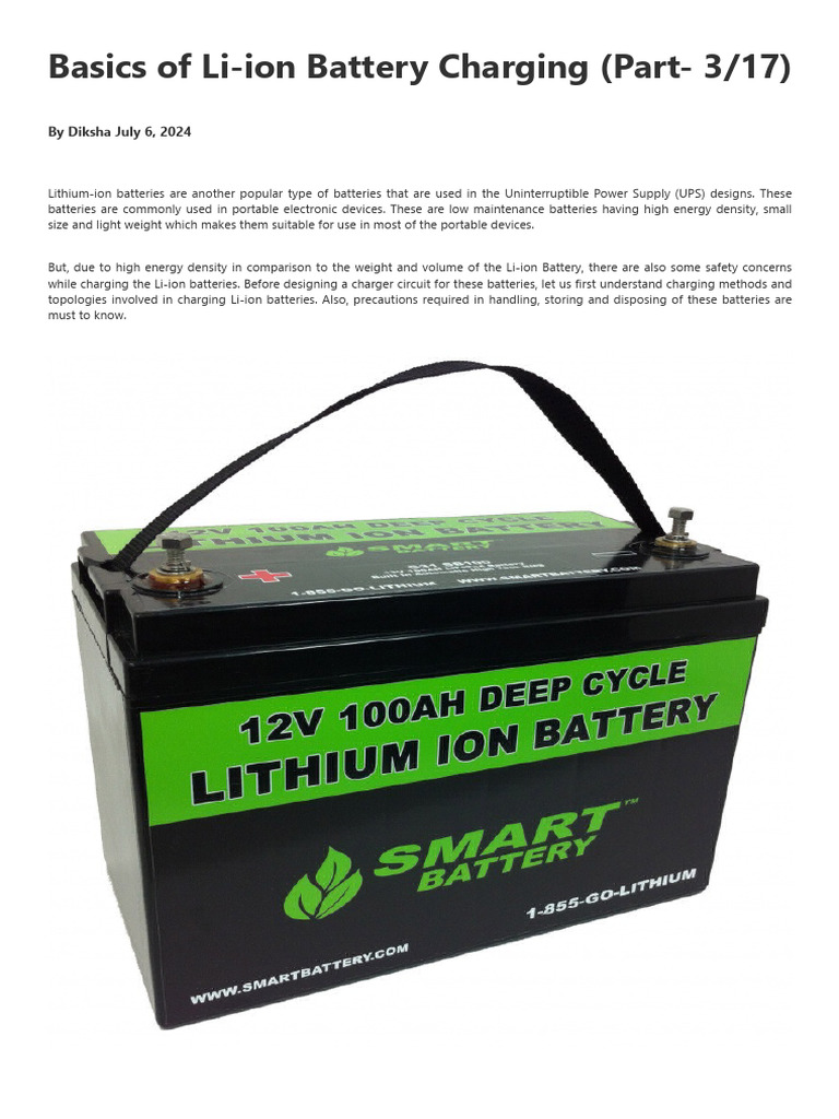 Basics of Li-Ion Battery Charging (Part - 3 - 17) | PDF | Battery ...