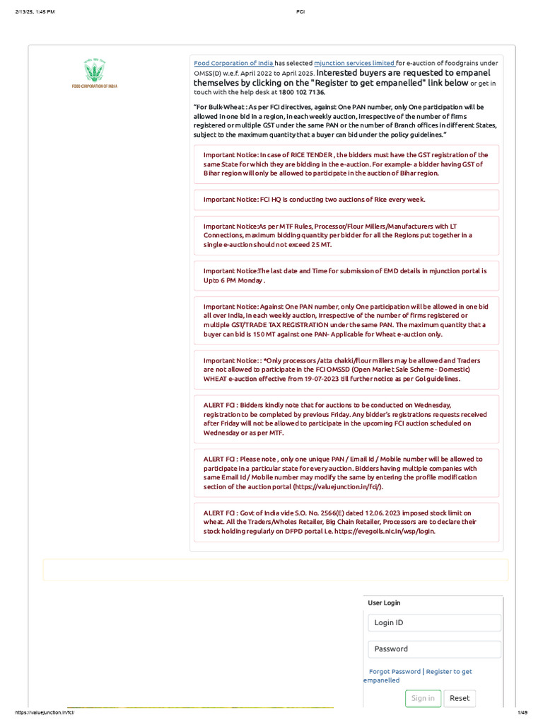 Interested Buyers Are Requested To Empanel Themselves by Clicking On ...