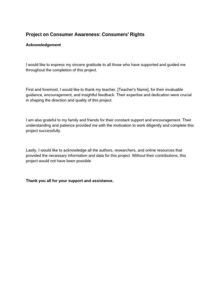 Project On Consumer Awareness - Consumers' Rights | PDF | Consumer ...