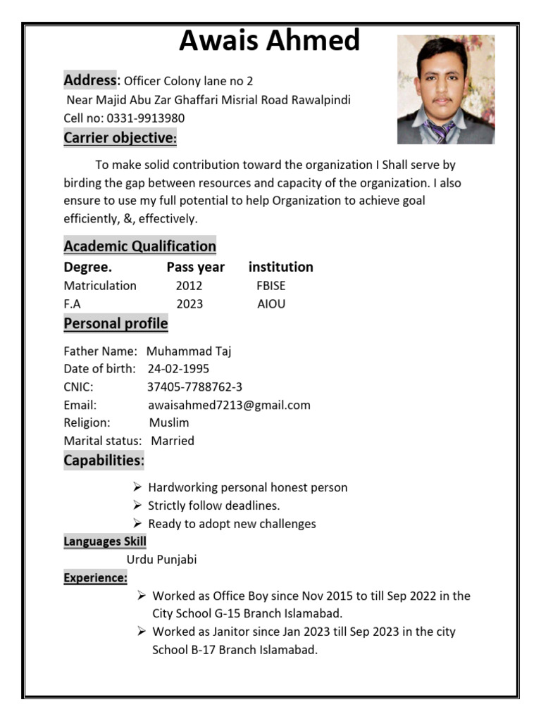 Awais Ahmed CV UPDATED | PDF