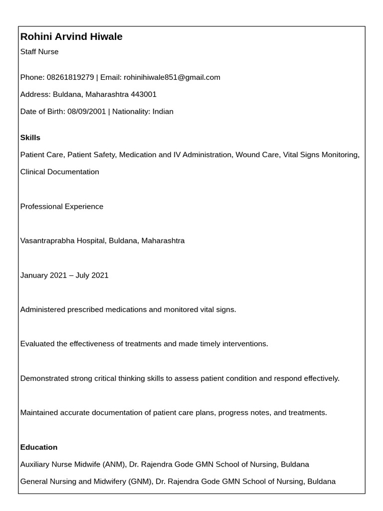 Rohini Arvind Hiwale Resume Updated | PDF