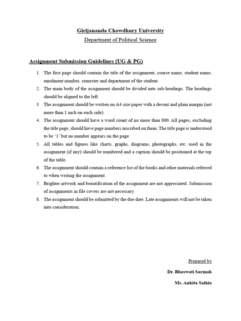 Assignment Submission Guidelines | PDF