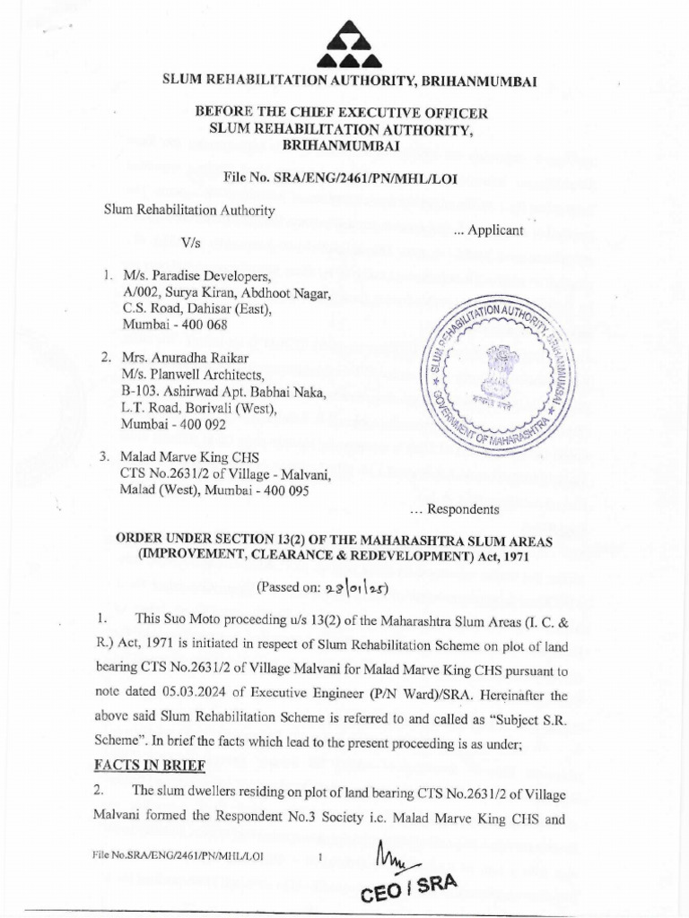 Order SRA vs. Ms. Paradise Developers | PDF
