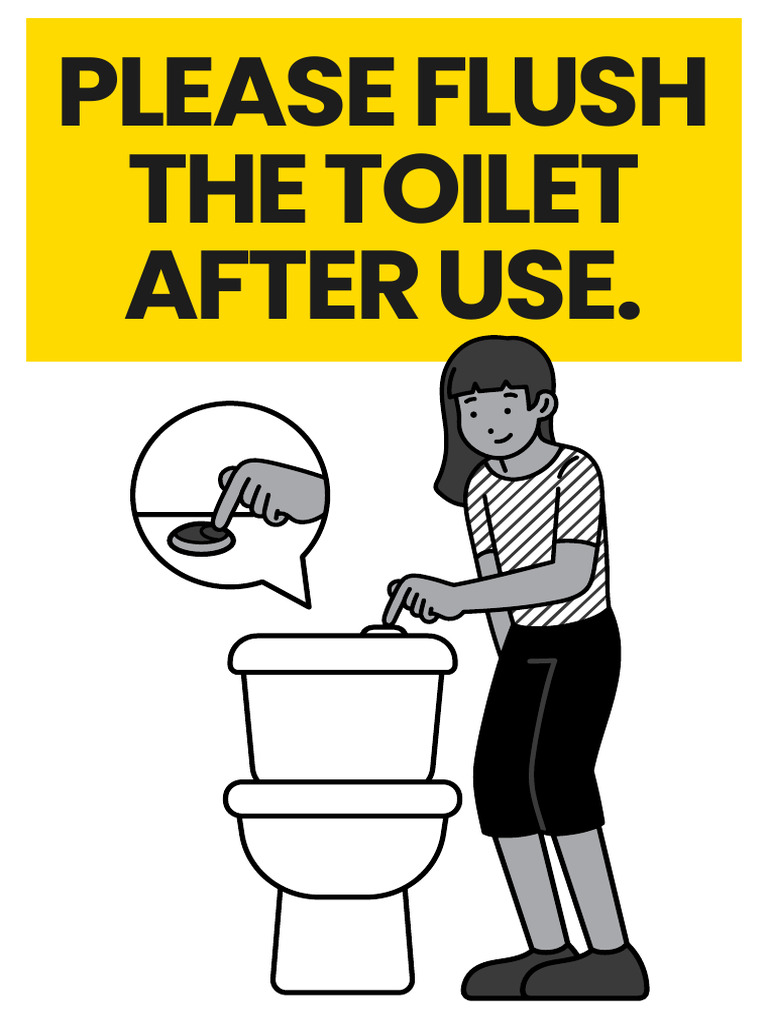 Black and Yellow Flush The Toilet Signage Flyer | PDF