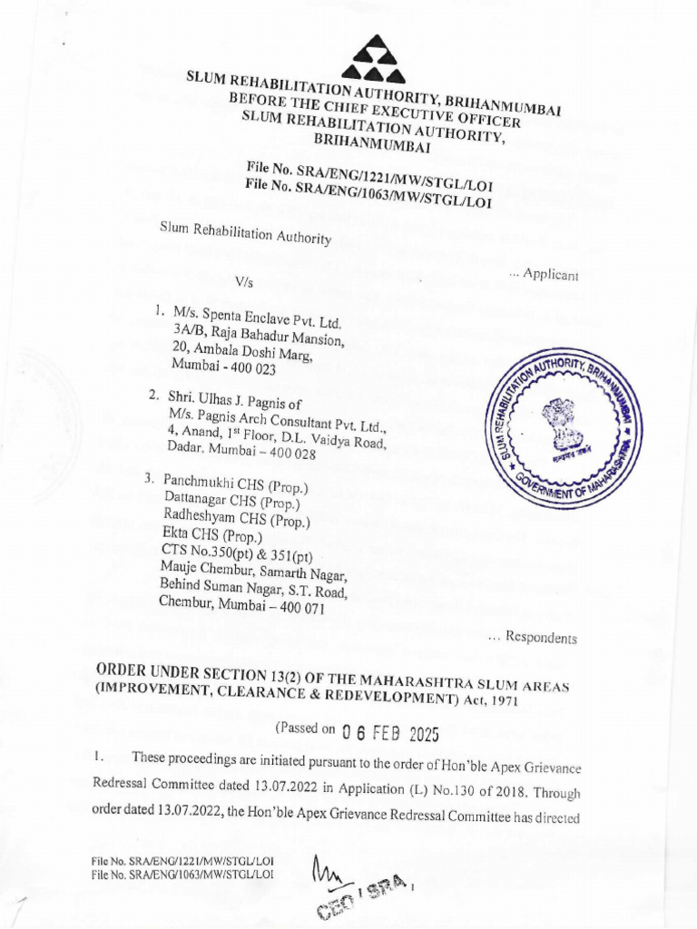 Order SRA vs. Ms. Spenta Enclave Pvt. Ltd. | PDF