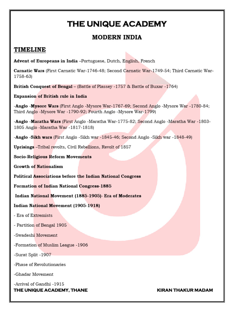 Indian National Movement Timeline | PDF