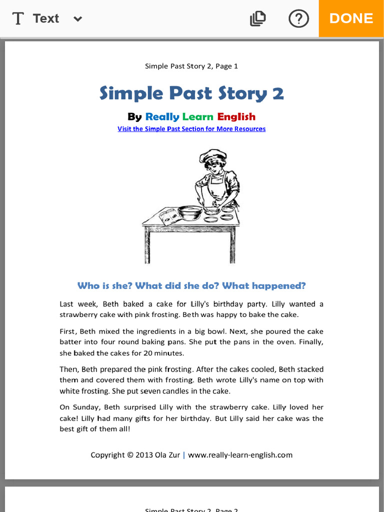 PDFfiller - Simple Past Story 2.PDF | PDF