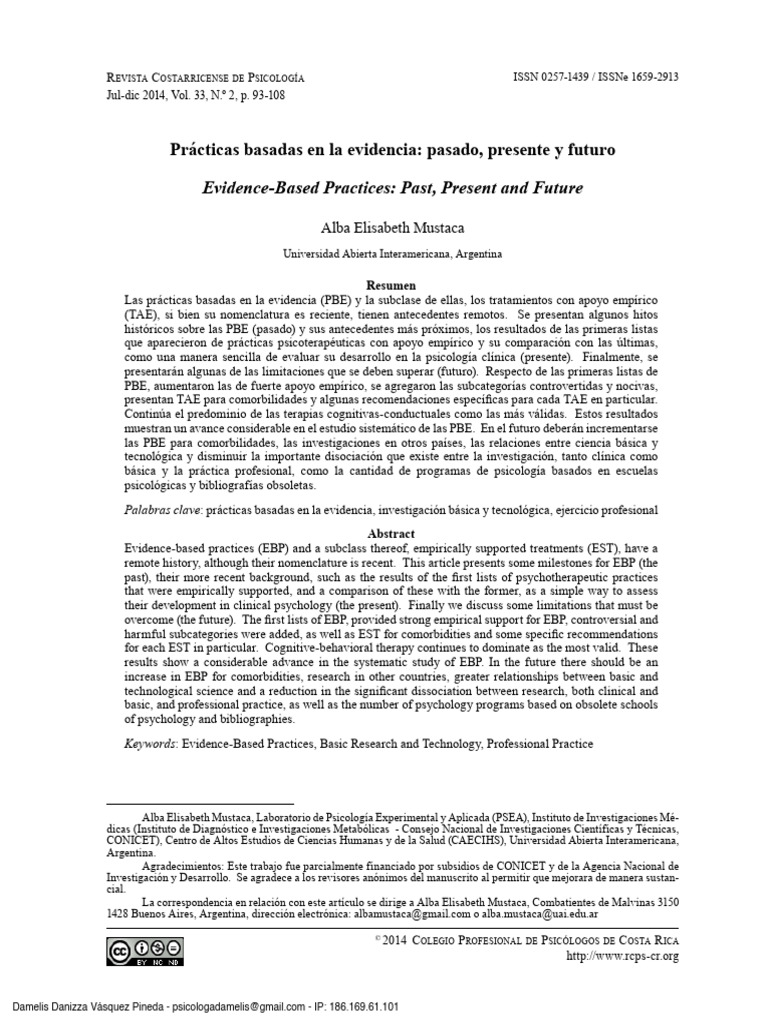 Practicas Basadas en La Evidencia y TCC Mustaca | PDF | Terapia de ...
