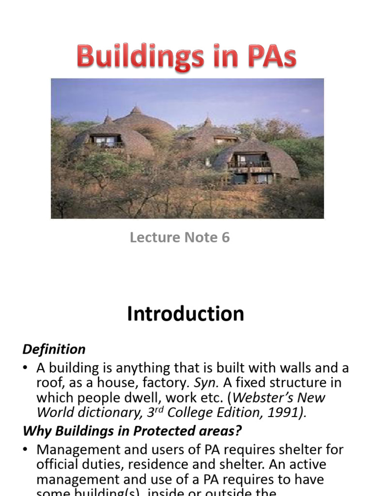 Presentation 6 - Buildings in PAs-1 | PDF | Natural Environment