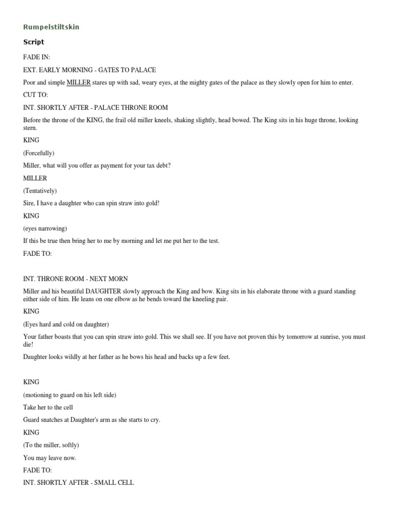 Rumpelstiltskin Script | Leisure