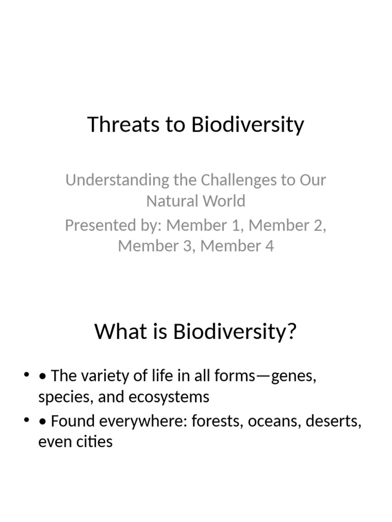 Threats To Biodiversity Presentation | PDF