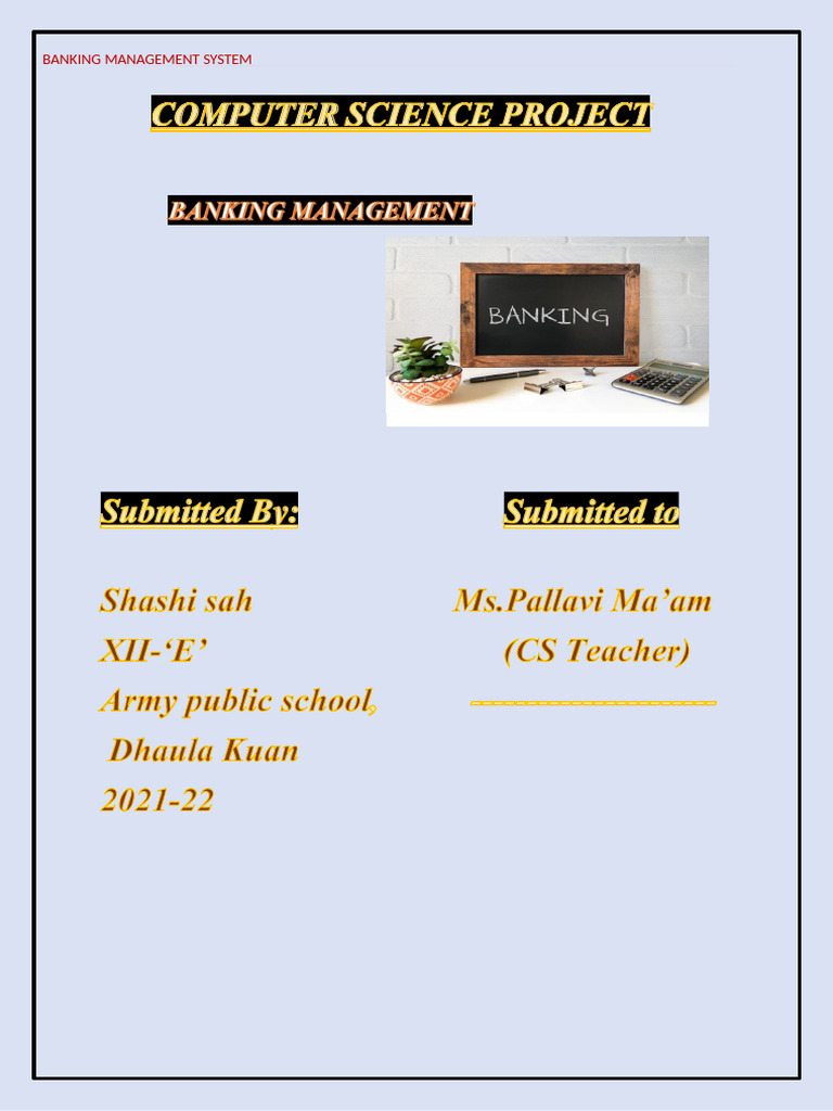 Banking Management System Project | PDF | Information Technology ...