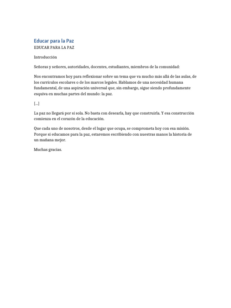 Educar Para La Paz Pdf