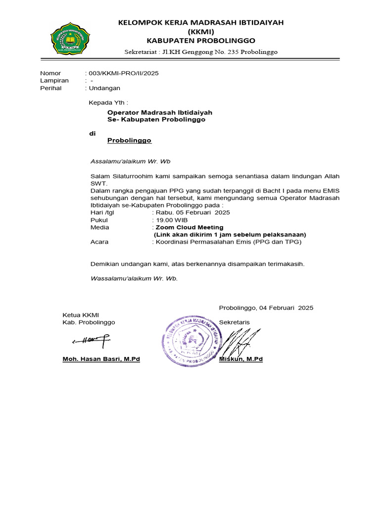 Contoh Undangan Zoom | PDF