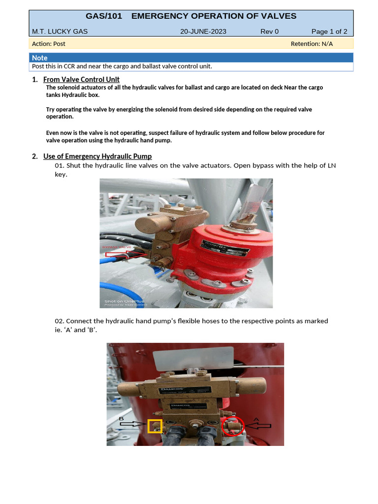 Emergency Valve Operation Guide | PDF