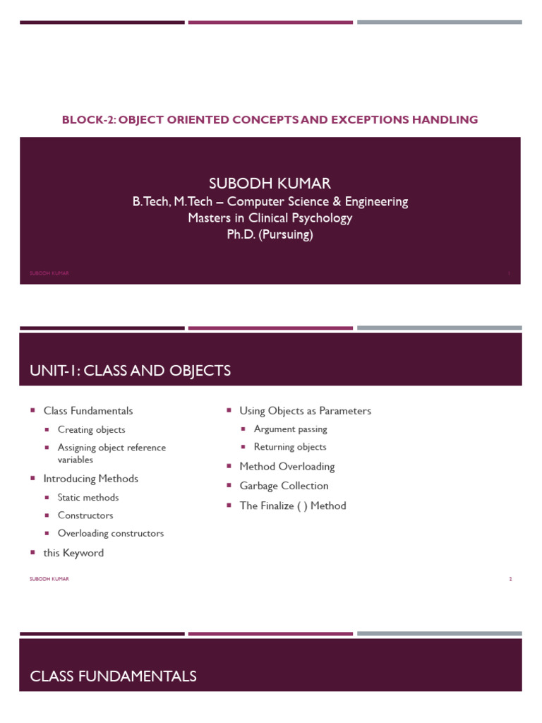 MCS_024_Block_2_Object_Oriented_Concepts_and_Exceptions_Handling | PDF | Constructor (Object ...