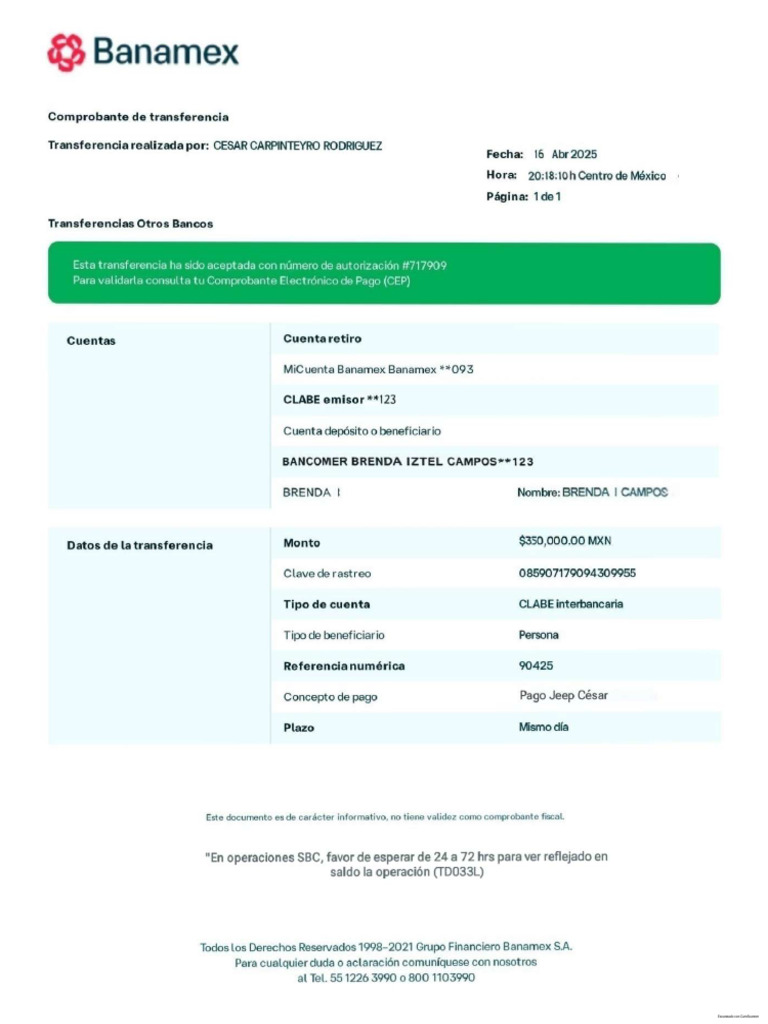 ComprobanteTransferencia 20250416 | PDF