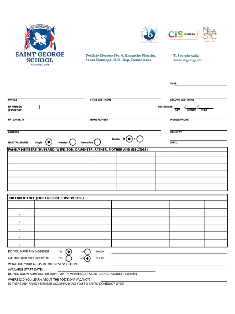 SGS Job Application Form 2022-2023 | PDF