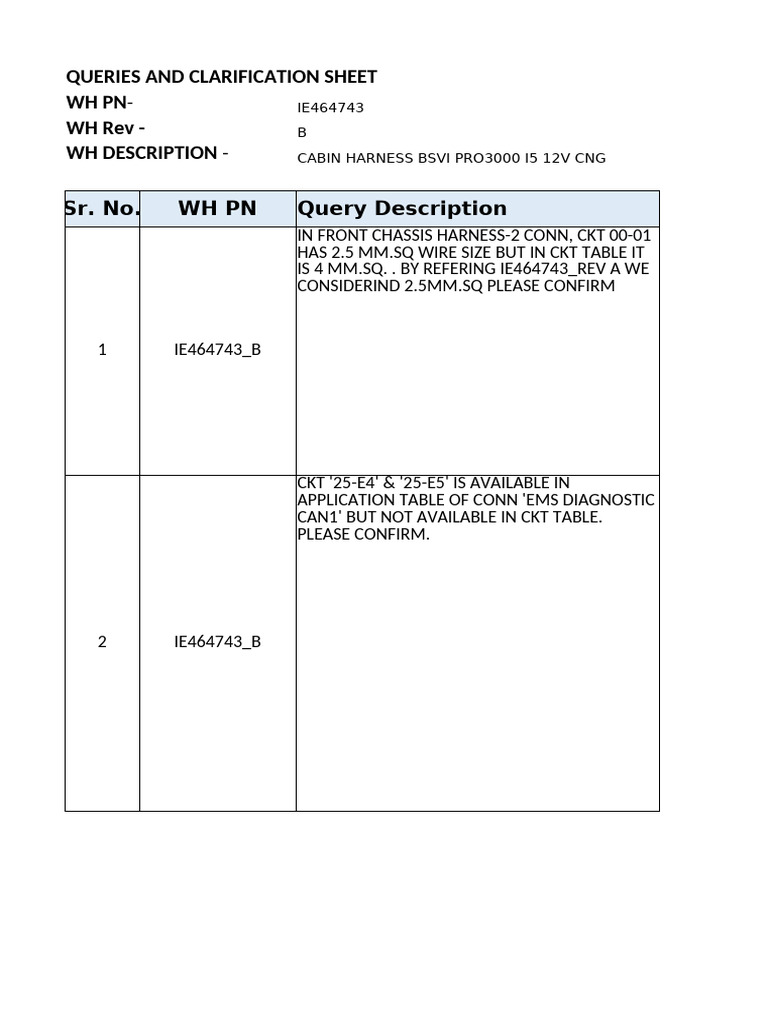 Queries - Clarification of - Ie464743 - Rev - B (24.03.2025) | PDF