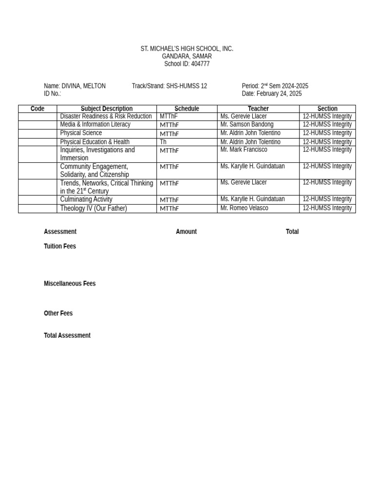 assessment form | PDF