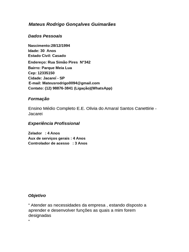 Currículo PDF Mateus | PDF