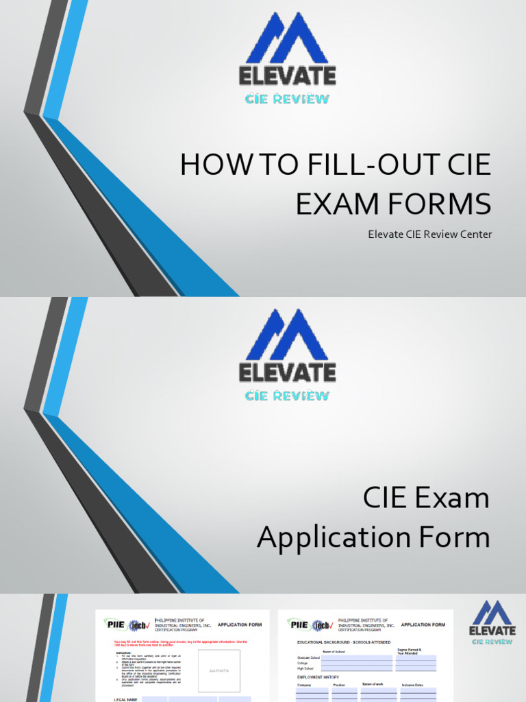 How To Fill-Out CIE Exam Forms - Elevate CIE Review Center | PDF ...