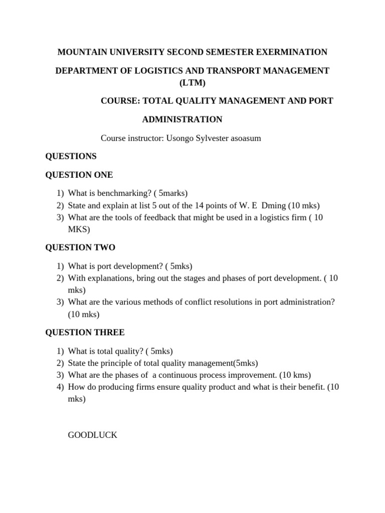 Mountain University Second Semester Exermination | PDF