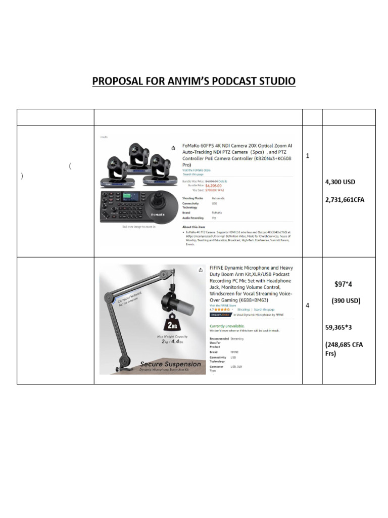 Podcast Studio Equipment Proposal | PDF