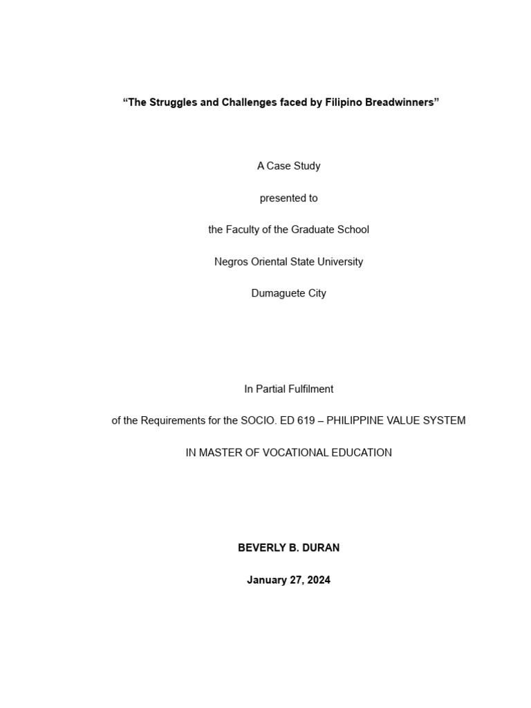 A Case Study On The Struggles and Challenges Faced by Filipino ...