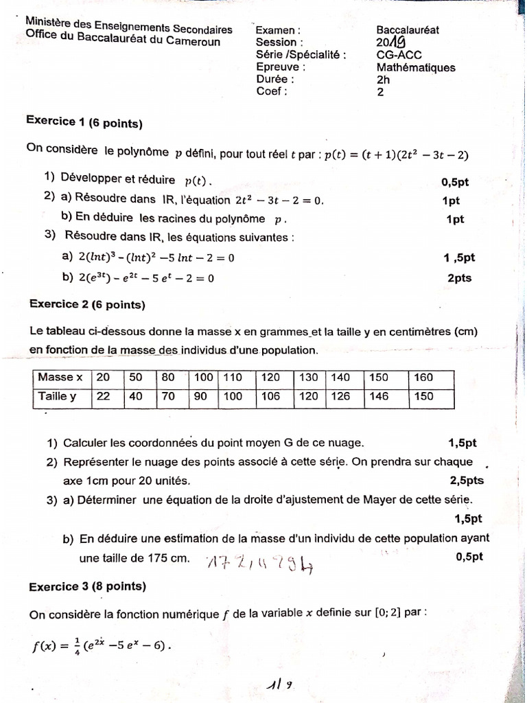 Bac STT 2019 Maths Gene | PDF