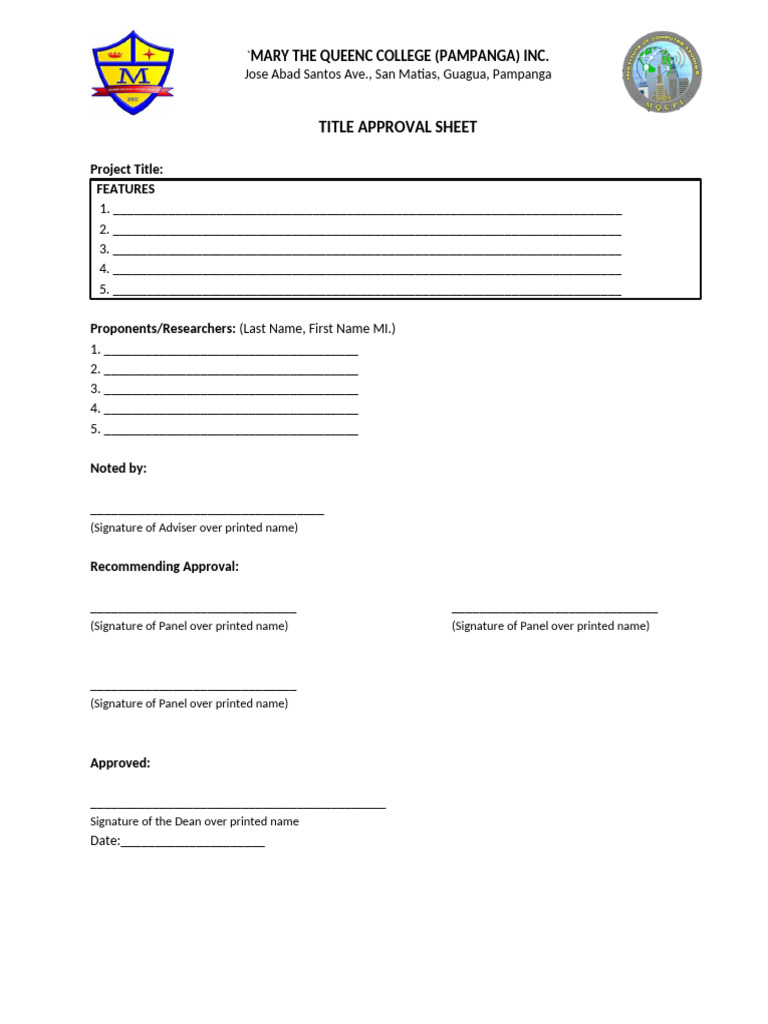 Title Approval Sheet | PDF