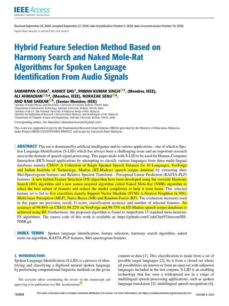 2020 - Hybrid Feature Selection Method Based On - LID | PDF | Spectral Density | Fast Fourier ...