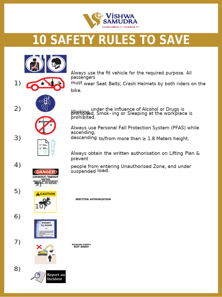 Safety Rules English 8 x12 | PDF