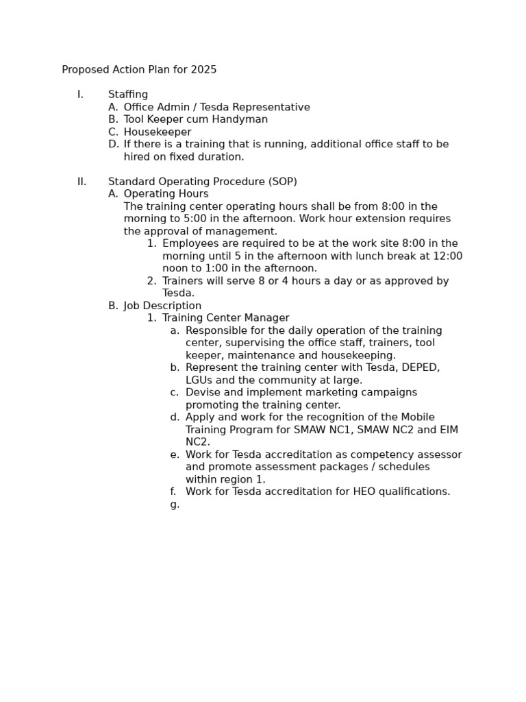 Proposed Action Plan 2025 | PDF