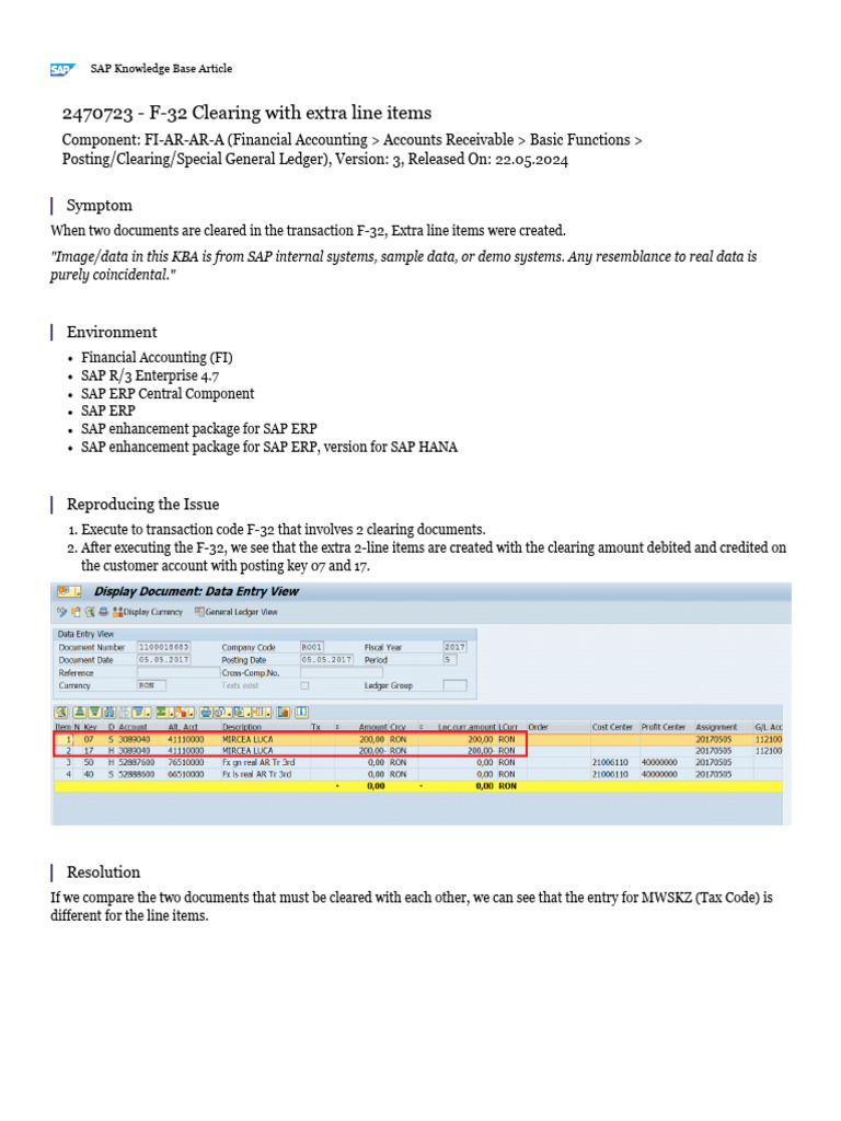 F-32 Clearing Extra Line Items Explained | PDF