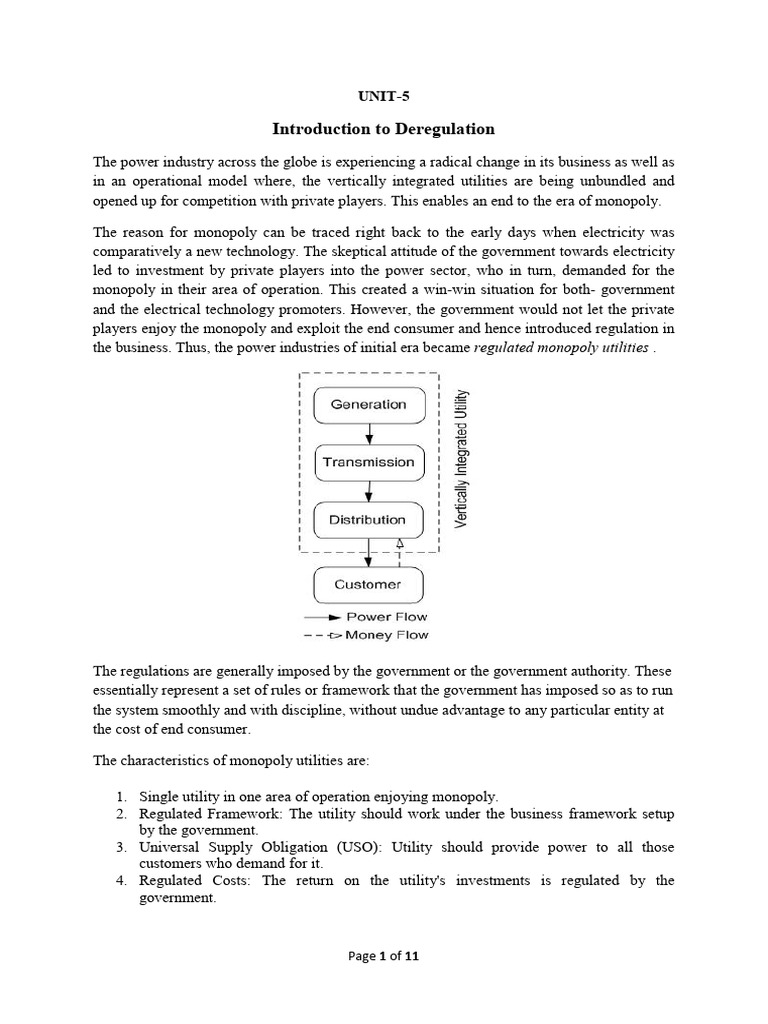 PSOC Unit - 5 Power System Deregulation PDF | PDF | Public Utility | Market (Economics)