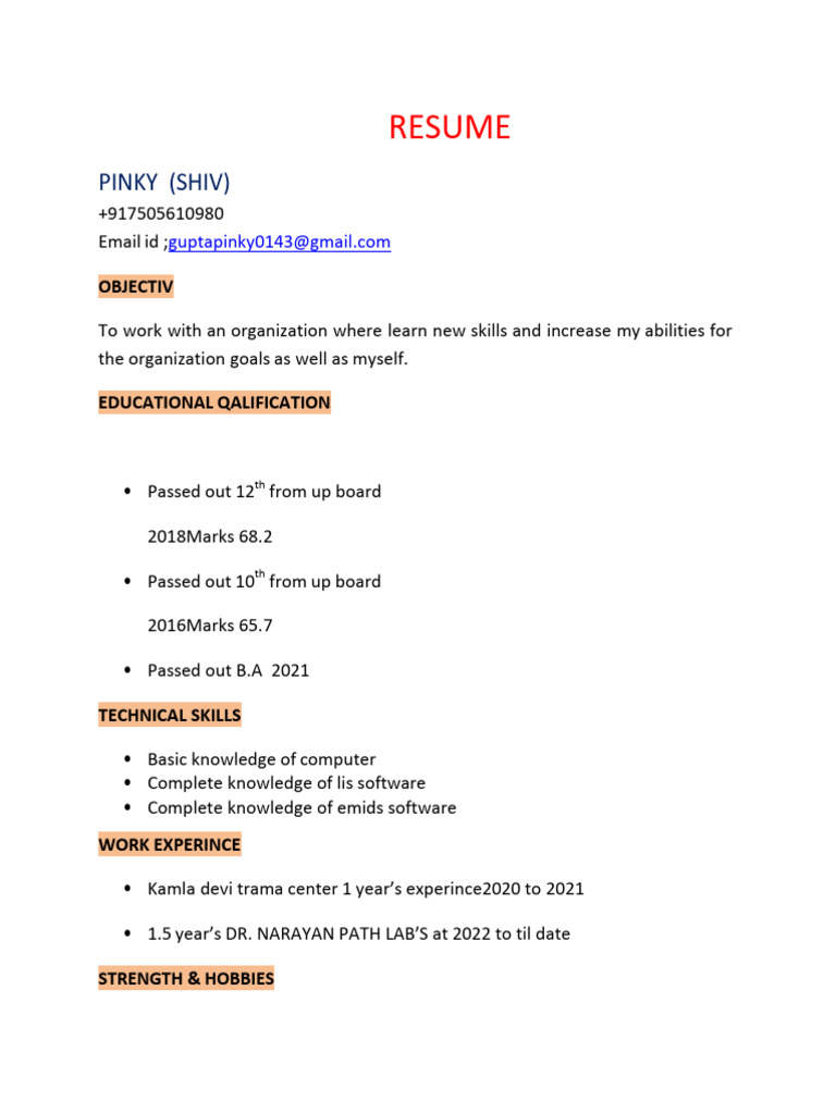 Pinky Resume | PDF