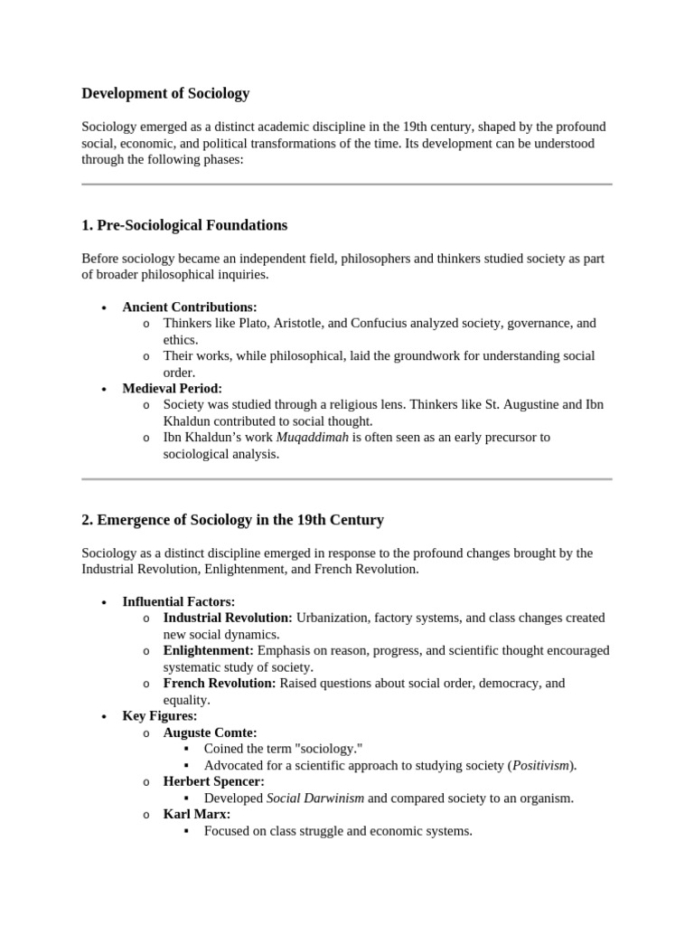 Development of Sociology | PDF | Sociology | Liberal Arts Education