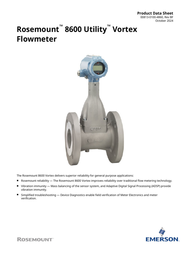 Product Data Sheet Rosemount 8600 Utility Vortex Flowmeter en 88576 ...