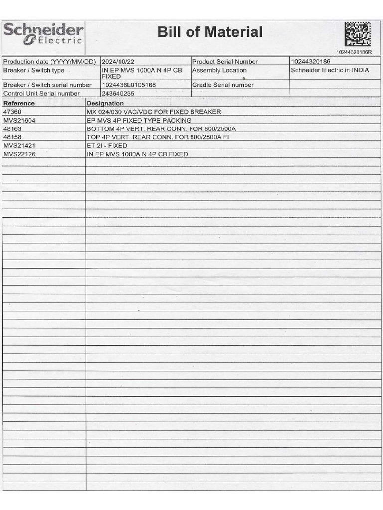 Bill of Material | PDF